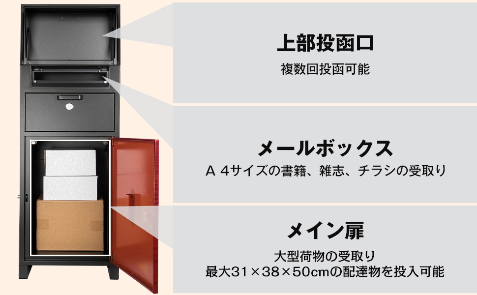 Amazon.co.jp: VARNIC 宅配ボックス 宅配BOX 防水 屋外 大容量 ポスト付き 郵便受け 戸建て用 個人宅 大型 盗難防止 (ホワイト) : DIY・工具・ガーデン