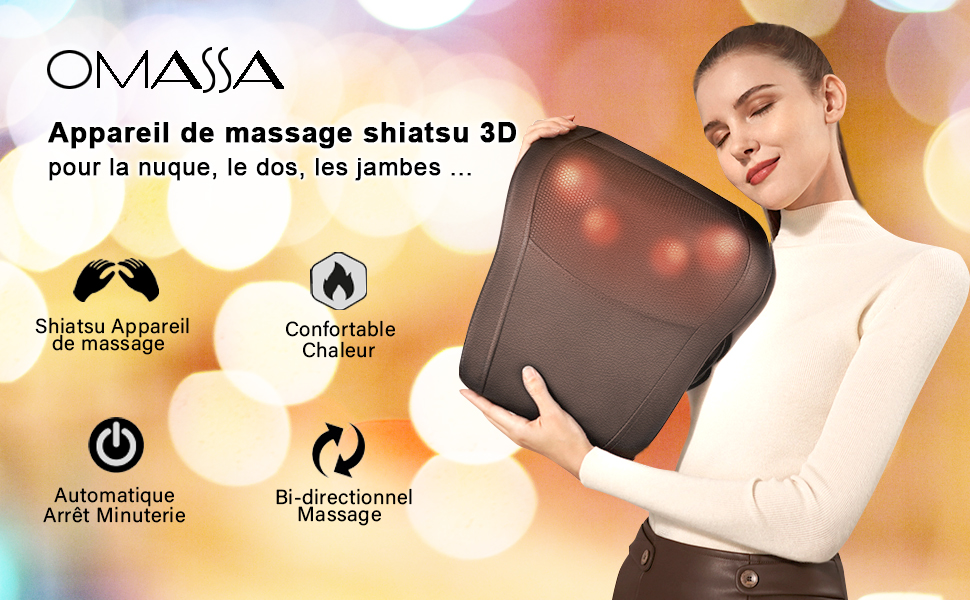 Coussin Massage Shiatsu Masseur Dos Heating Avec 2 Positions Chauffage, Soulagement des Douleurs ...