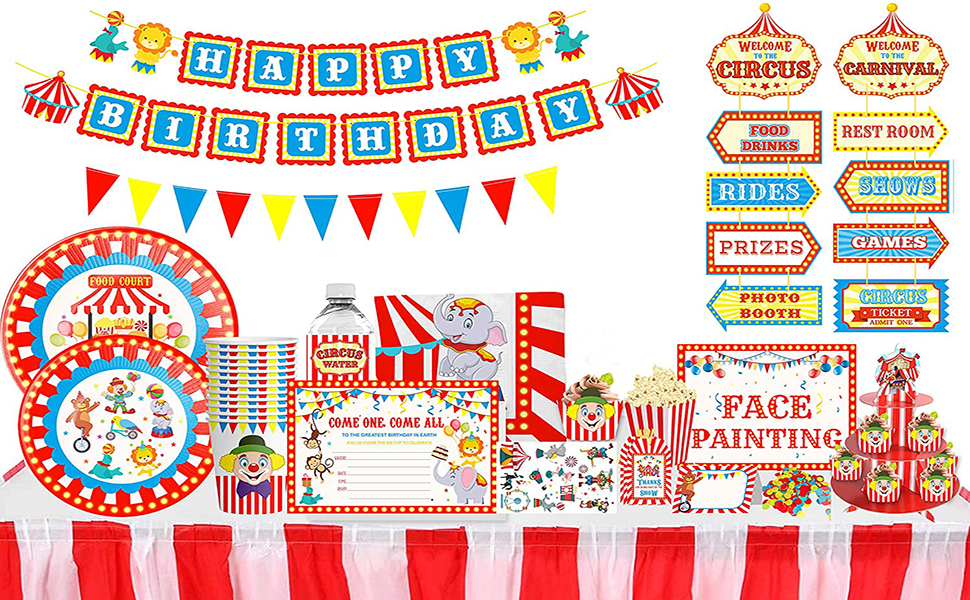 Amazon.com: 230 PCS Circus Party Supplies | Circus Theme Party ...