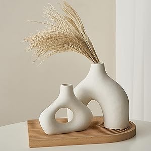 Amazon.de: Pevfeciy Schwarze Vase für pampasgras,Vasen Set 2-teilig vase schwarz matt Deko Vase ...