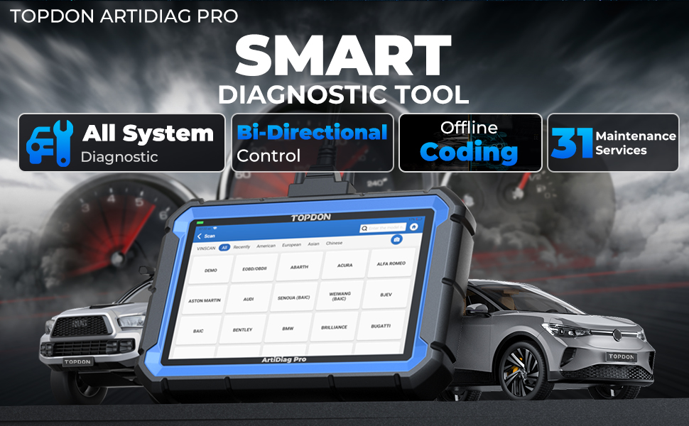 TOPDON Car Diagnostic Tool ArtiDiag Pro with Online-Coding and Bi-Directional Control, Full ...