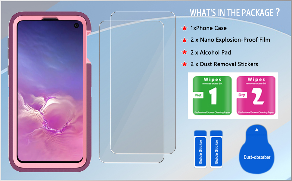 Amazon.com: HONG-AMY Galaxy S10E Case: 3-in-1 Shockproof Heavy Duty Protection, 2 Nano Explosion ...