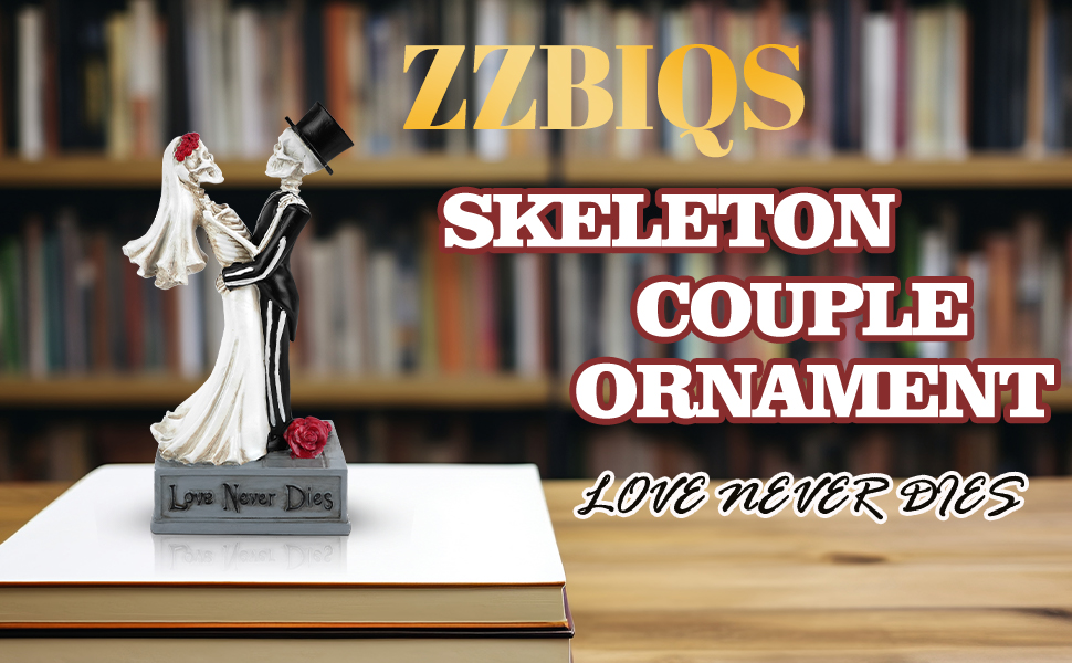 Amazon.com: Day of The Dead Skeleton Couple Bride and Groom Figurines, Love Never Dies in Bridal ...