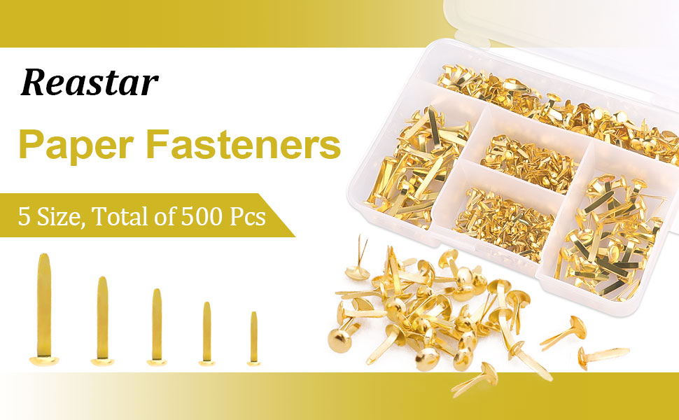 Paper Fasteners - Reastar 500PCS Scrapbooking Brads Split Pins, Assorted Sizes Round Brass ...