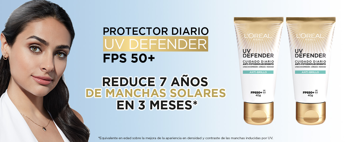 L'Oréal Paris Kit: 2Pack Protector Solar Diario FPS50+ UV Defender Anti-Brillo, 40ml : Amazon ...