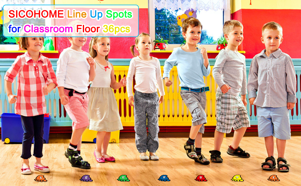 Amazon.com : SICOHOME Line Up Spots for Classroom Floor Stickers for ...