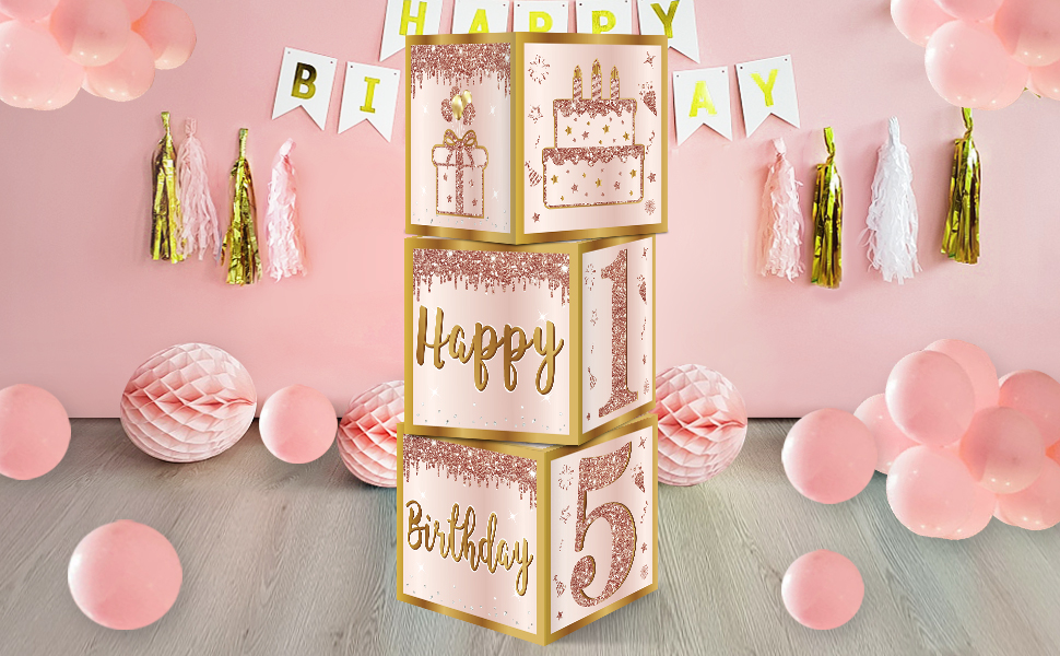 Amazon.com: Guiruiy 3Pcs 15th Birthday Decorations Boxes for Girls, Pink Rose Gold Sweet 15th ...