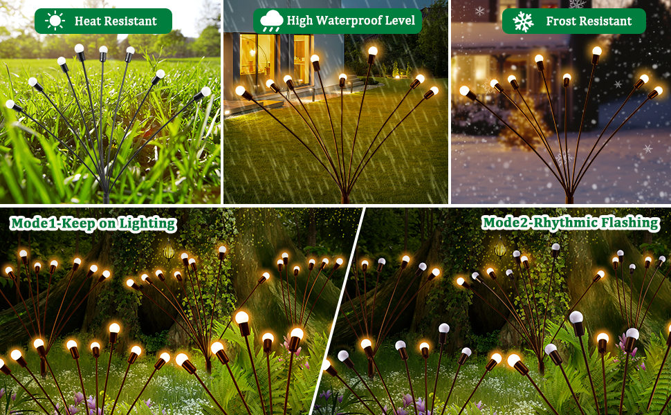 Rufykiri Outside Christmas Decorations, 64LED Solar Lights Outdoor Waterproof Garden Lights ...