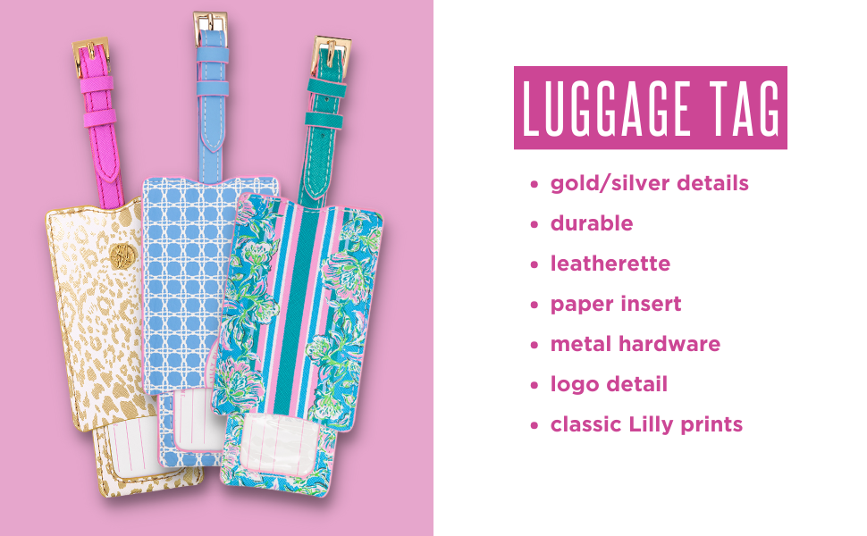 Amazon.com: Lilly Pulitzer Leatherette Luggage Tag with Secure Strap, Colorful Suitcase ...