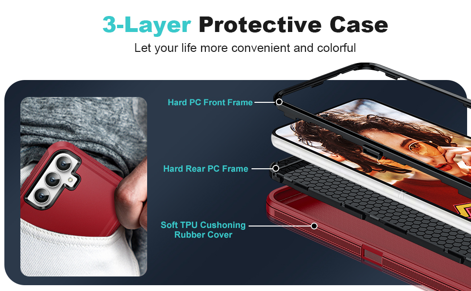 LeYi for Samsung Galaxy S23-FE Phone Case: with 2 PCS Screen Protector, Heavy Duty 3 in 1 ...