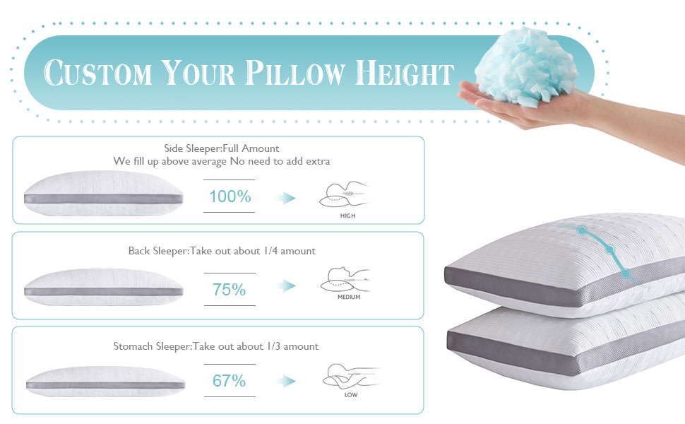 Amazon.com: Meoflaw Cooling Pillows Queen Size Set of 2,Shredded Memory Foam Bed Pillows for ...