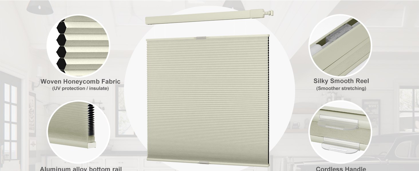 Amazon.com: HOTSOON No Drill No Tools Blackout Cellular Shades Top Down Bottom Up Cellular ...