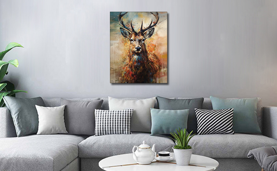 TISHIRON Malen nach Zahlen Erwachsene Hirsch Malen-nach-Zahlen Set für Erwachsene auf Leinwand ...