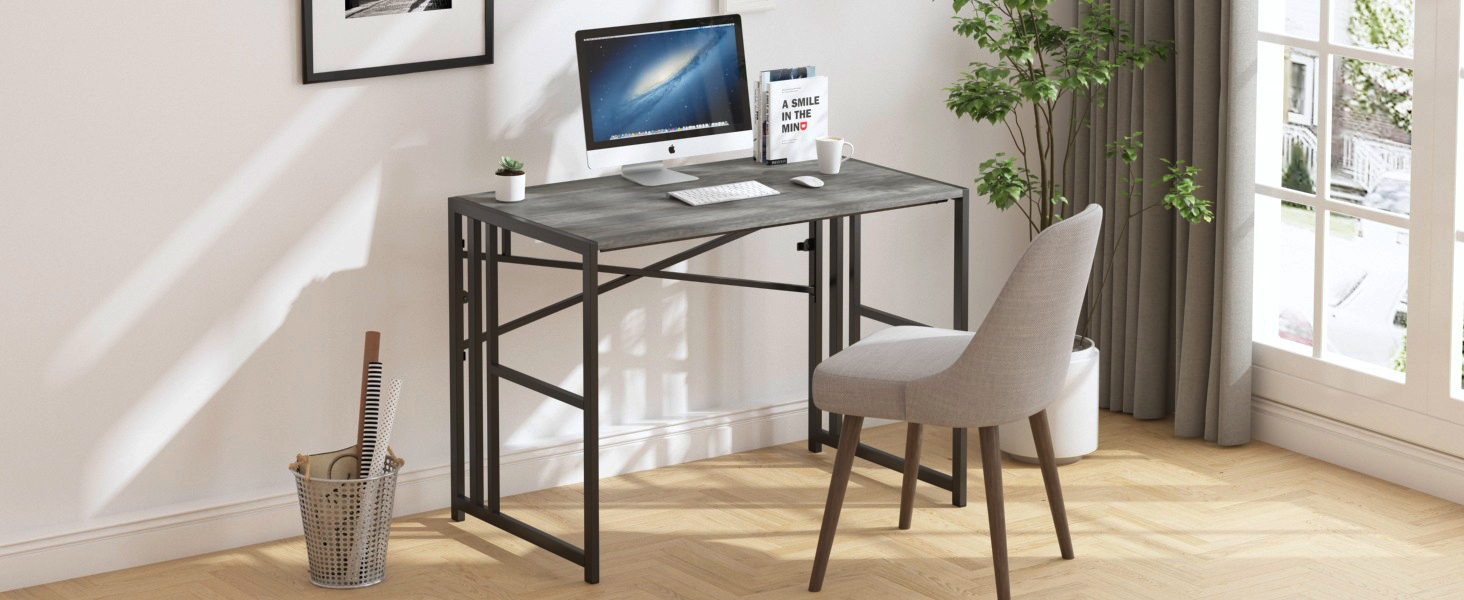 Amazon.com: HOBINCHE 31 Inch Folding Small Computer Desk, Foldable ...