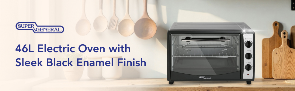 Super General 46L Electric Oven SGEO046KRC, Multi-Cooking Function, Timer with Auto Shut Off ...