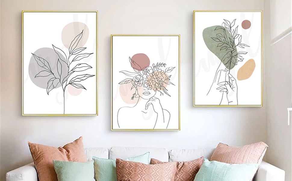 Amazon.de: TROYSINC 3er Poster Set, Premium Abstrakte Leinwandbilder, Kunst Line Beige ...