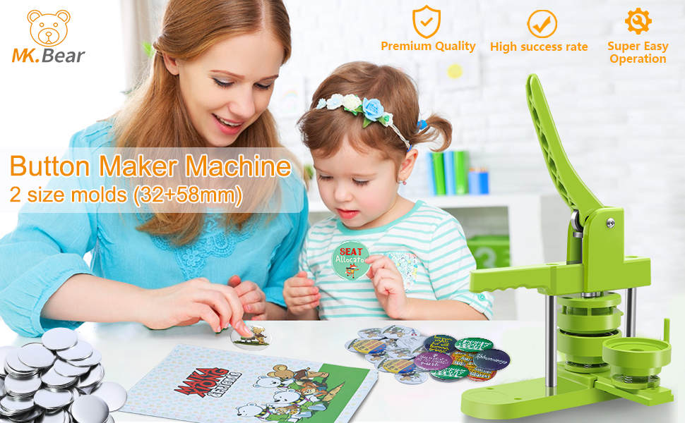 Amazon.com: MK.Bear Button Maker Machine - Multiple Sizes 1.25in+2.25in, Kit for DIY Gifts ...