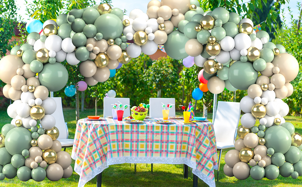 Amazon.com: Sage Green and White Balloon Garland Kit,Sage Green Gold White Balloon Arch with ...