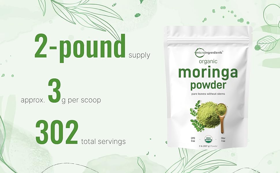 Amazon.com: Organic Moringa Oleifera Leaf Powder for Hair, 2 Pounds, Rich in Antioxidants and ...