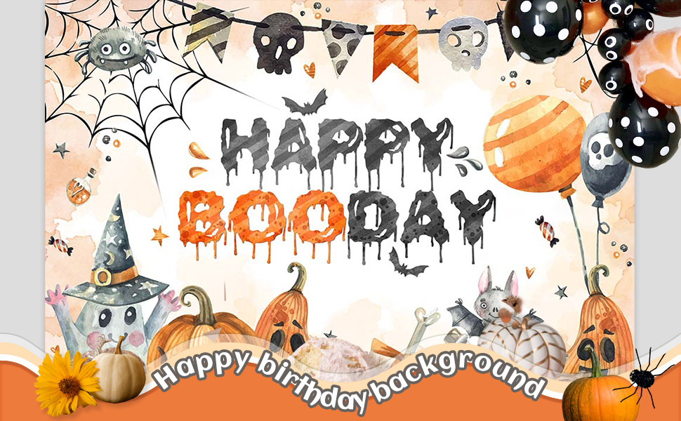 Amazon.com : Avezano Halloween Booday Birthday Party Backdrop, Happy Boo Day Party Decorations ...