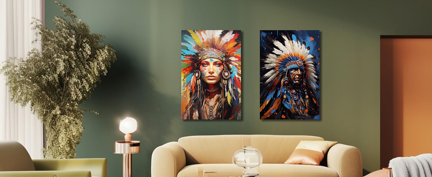 Amazon.com: CXHOSTENT Native American Canvas Wall Art 2 Pieces Indian ...