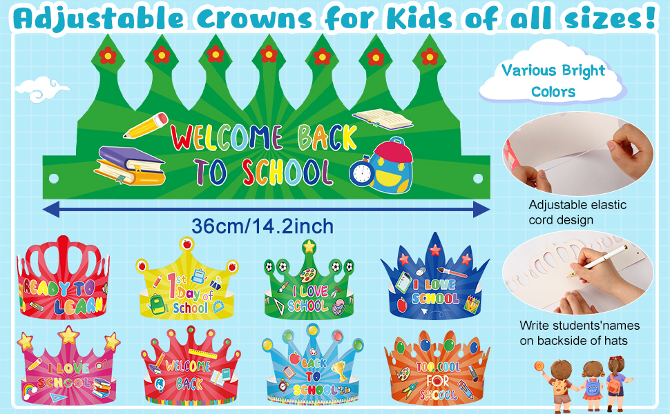Amazon.com: JULBEAR Back to School Paper Crowns, 27 Pcs First Day of ...