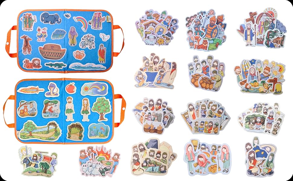 Amazon.com: CHEFAN 16 Sets Bible Felt Board Stories Set Include Noah's Ark, The Nativity of ...