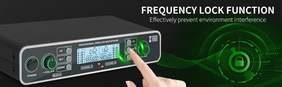 Amazon.com: XTUGA 2x100 Channel UHF Wireless Microphone System,Dual Wireless Mics Dynamic ...