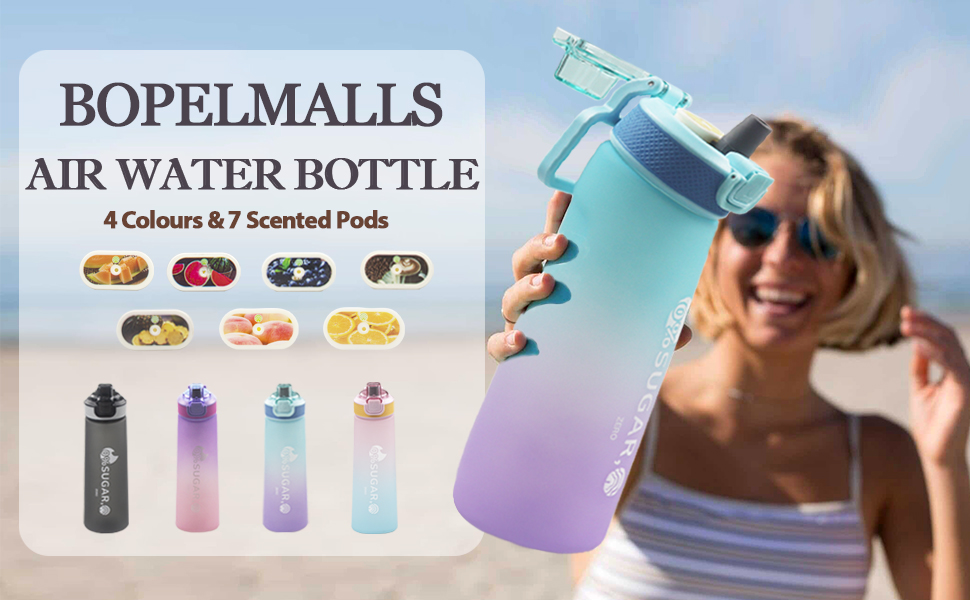 BOPELMALLS Air Water Bottle with 7 Flavour Pods,700ml Drinking Bottles BPA Free Scented 0 Sugar ...