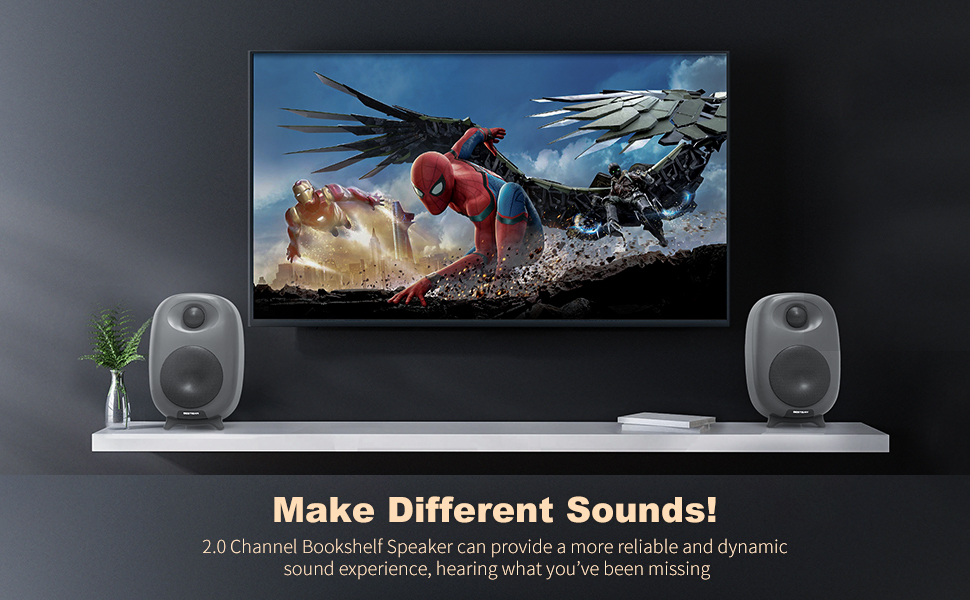 BESTISAN SR06 - Altavoces de estantería de 60 W con Bluetooth 5.0, Entrada óptica RCA con Cable ...