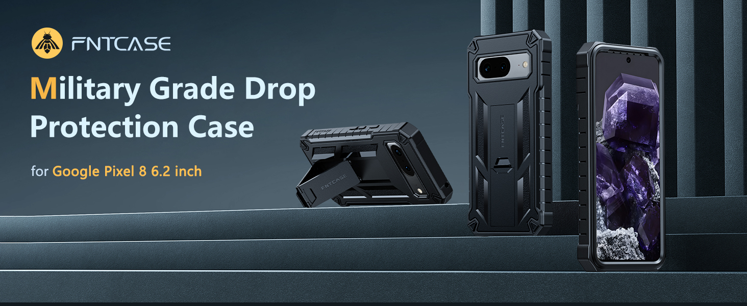 FNTCASE for Google Pixel 8 Case: Shockproof Protective with Built-in Screen Protector ...
