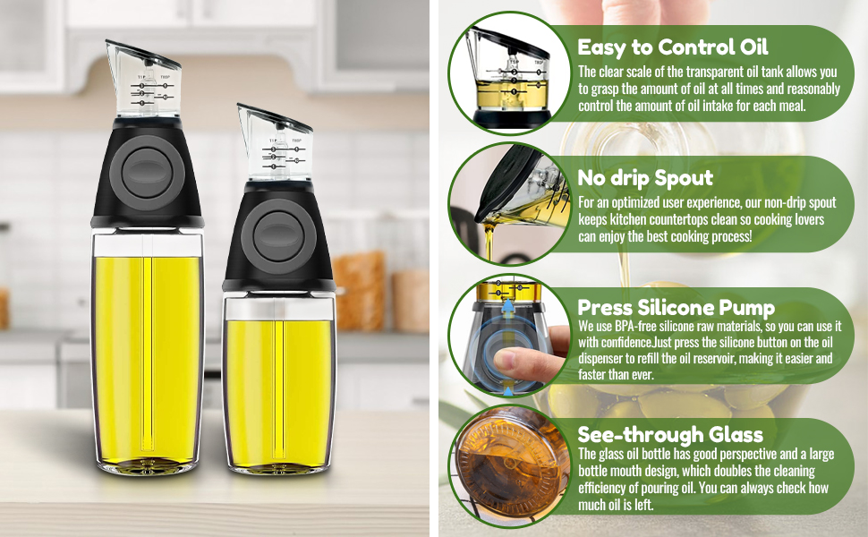 Amazon.com: Cooking Oil Dispenser Bottle for Kitchen Olive Oil Dispenser with Measurements Clear ...