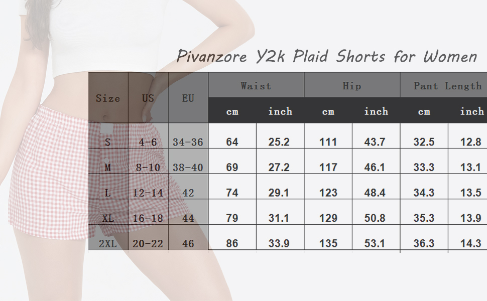 Pivanzore Y2k Plaid Shorts for Women Casual Elastic Waist Aesthetic Lounge Bottom Baggy Pajama ...