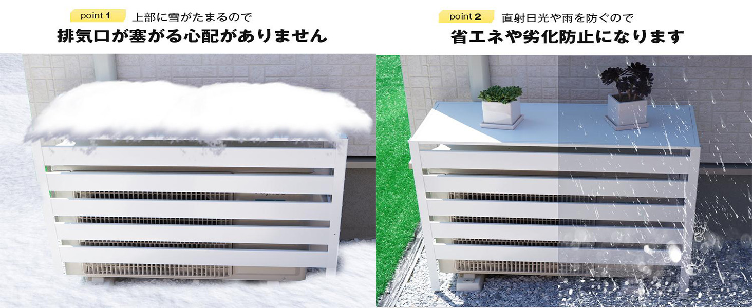 Amazon | サンパーシー エアコン 室外機カバー ラック 収納棚 日よけ (ブラック) | エアコン室外機カバー