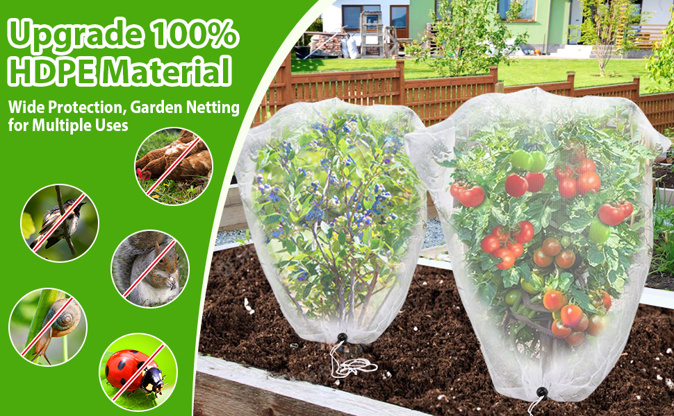 Amazon.com : Large Fruit Tree Netting with Drawstring and Zipper, 10 * 10FT Garden Netting for ...