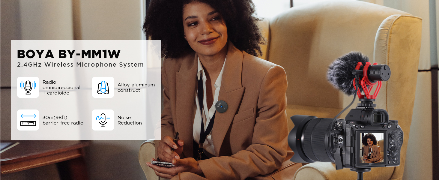 Amazon.com: BOYA Wireless Lavalier Microphone for Camera PC, On-Camera Shotgun Microphone with ...