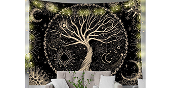 Amazon.de: Arawat Wandteppich Baum des Lebens Wandtuch Lebensbaum Schwarz Weiß Wandteppich Mond ...