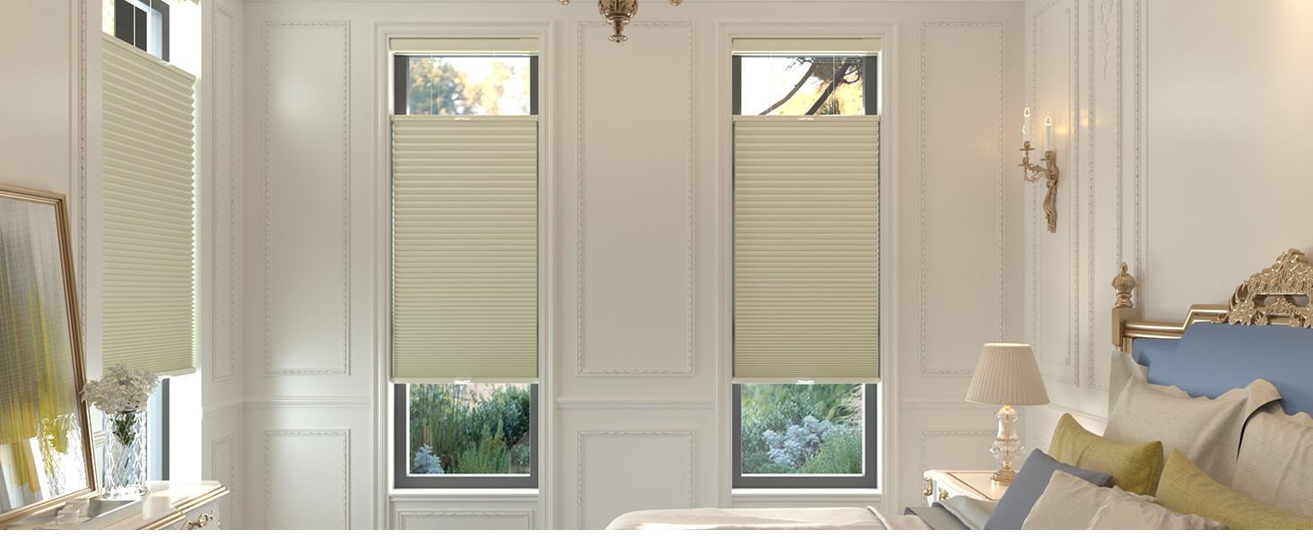 Amazon.com: Changshade No Drill Custom Top Down Bottom Up Cellular Shades, No Tools Blackout ...