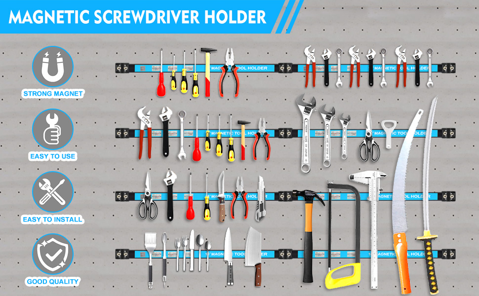 Amazon.com: 8 pack 12''Magnetic Tool Holder Strip,Metal Tool Magnet Bar for Garage Organization ...