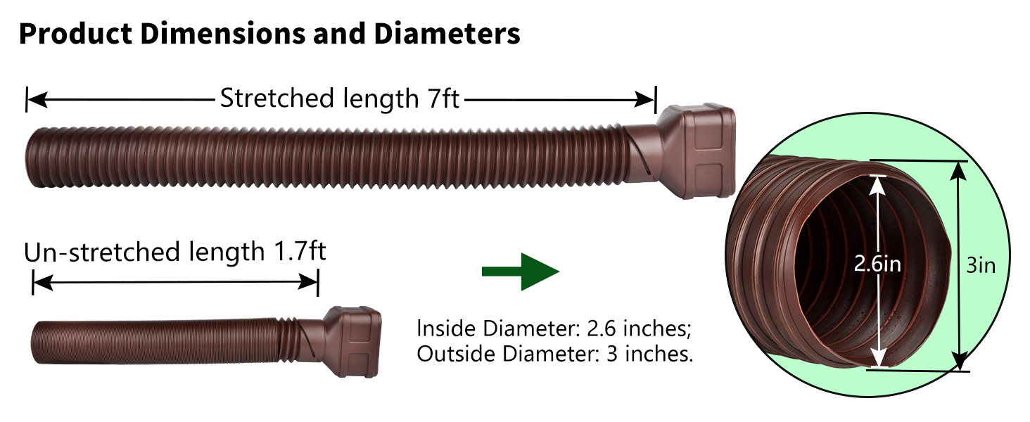 POLARDAYS 7ft Long Gutter Downspout Extensions, Outer Diameter 3 ...