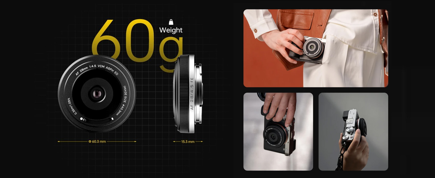 Amazon | VILTROX AF 28mm F4.5 FE 超薄型広角レンズ Eマウント フルサイズ対応 ソニーEマウントカメラ用 小型軽量 自撮り/旅行/ストリート/ポートレート ...