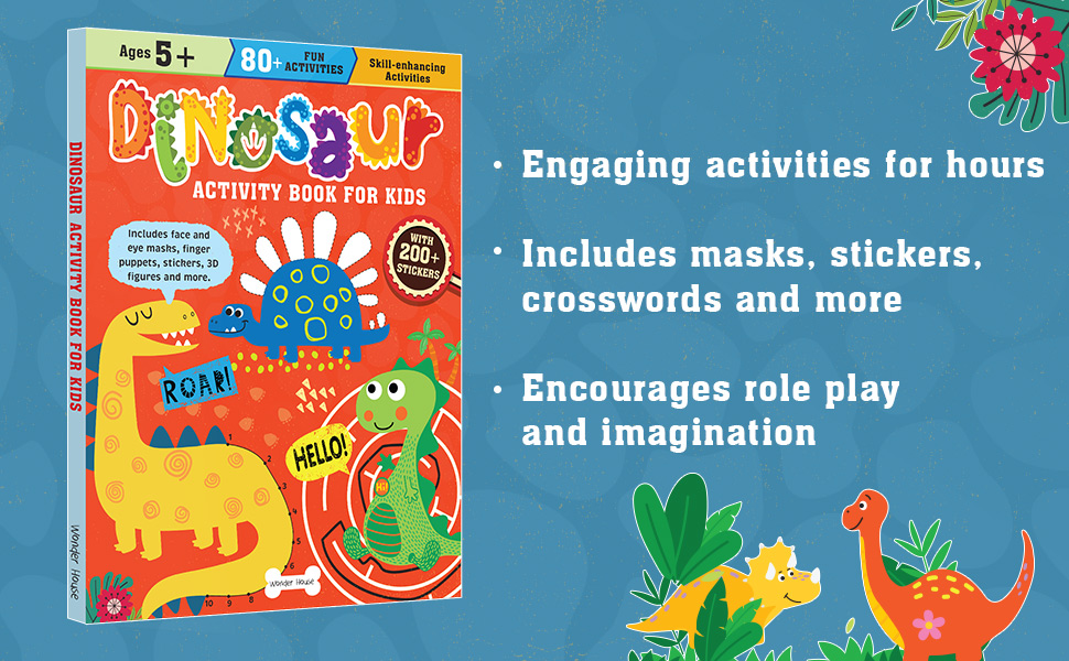 Dinosaur Activity Book for Kids Coloring, Mazes, Facts & More | Ages 4 ...