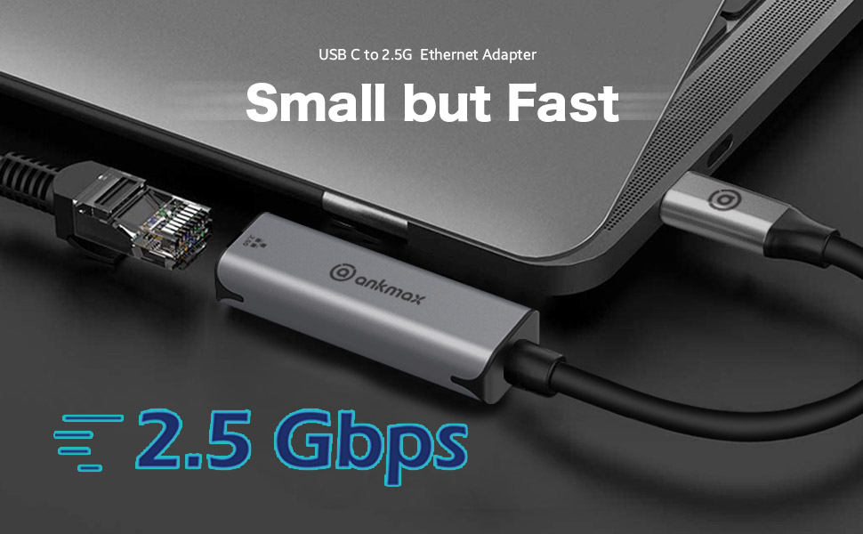 Adaptador USB C a LAN 2.5G Ankmax UC312G2 USB tipo C a RJ45 con cable LAN, velocidad de ...