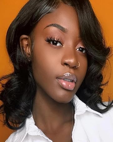 Amazon.com : EMOBANA Bob Wig Human Hair 13x6 Lace Front Wigs 14 Inch Loose Body Wave HD Lace ...