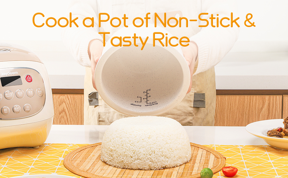 Amazon.com: Joydeem Ceramic Rice Cooker, 6 Cups Uncooked Rice Cookers with Pure Ceramic Inner ...