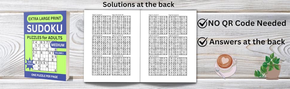 Extra Large Print Sudoku Puzzles: 100 Medium Sudoku Puzzles, 6 Levels of Difficulty One Puzzle ...