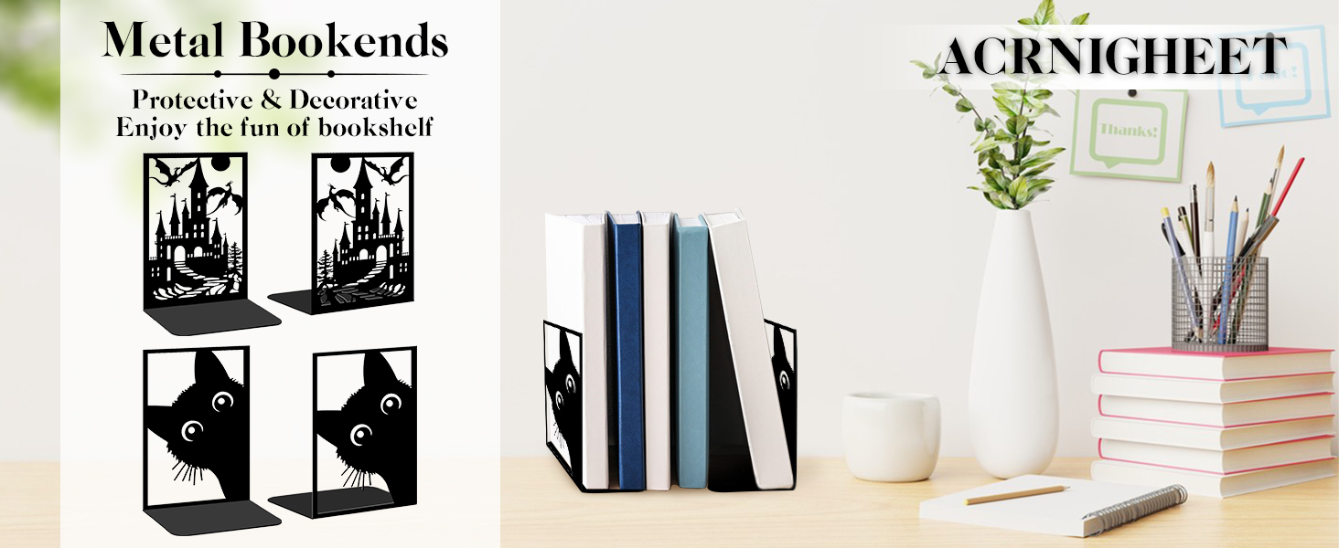 Amazon.com: ACRNIGHEET 2 Pieces Metal Bookends for Shelves Dragon bookends Decorative Heavy Duty ...
