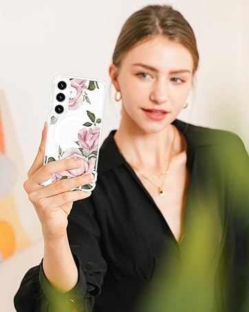 Amazon.com: Tcaraersing for Samsung Galaxy S24 FE Flower Case Magnetic [Compatible with MagSafe ...