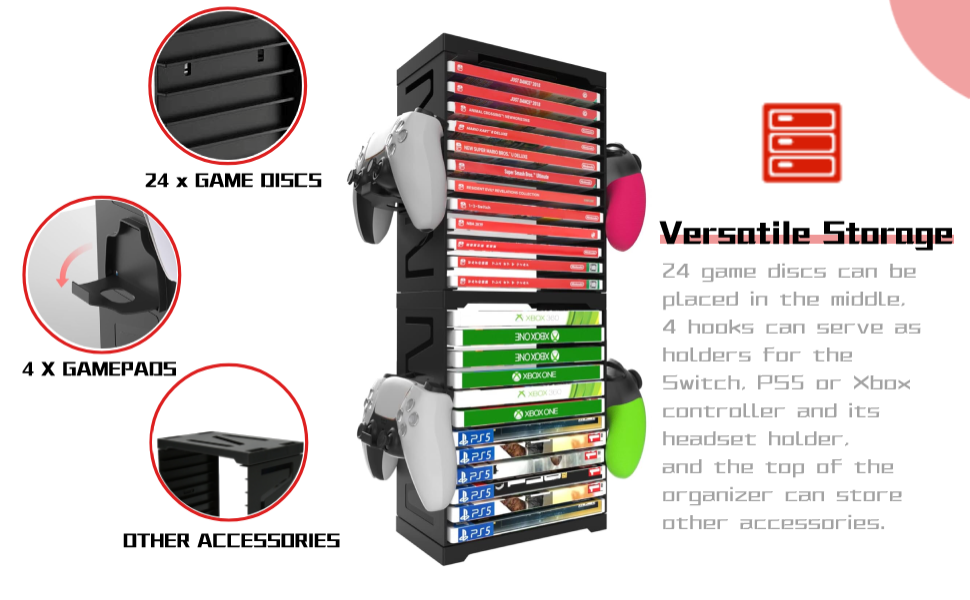 Video Game Storage Tower for PS5/PS4//Switch, Vertical Video Game Shelf ...