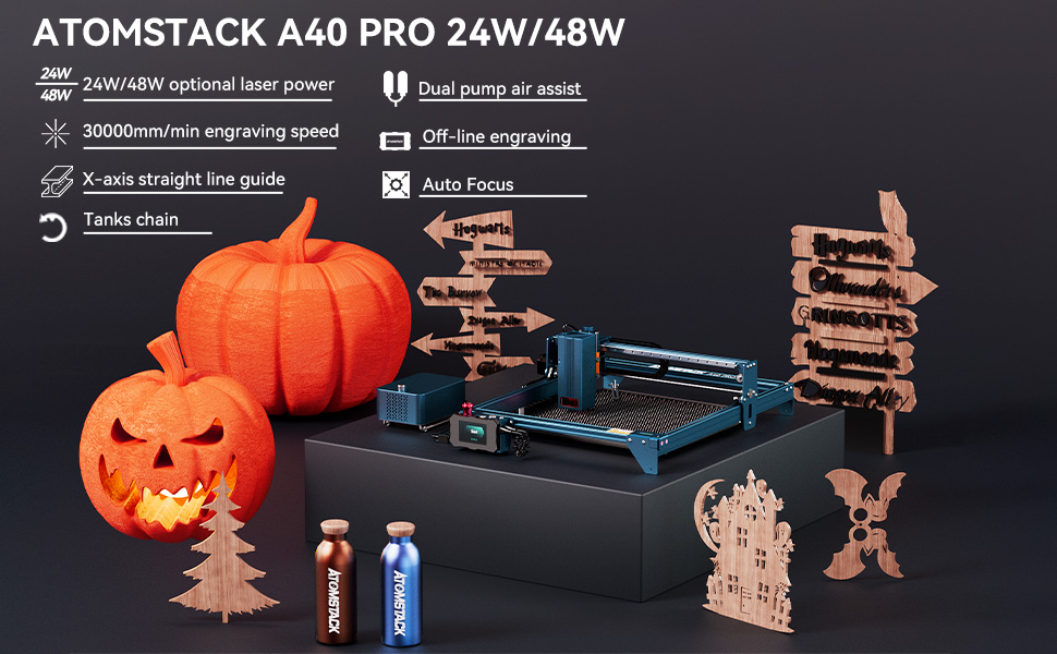 Atomstack A40 Pro Laser Engraving Machine With Ac1 Lightburn Camera 24w 48w Laser Engraving